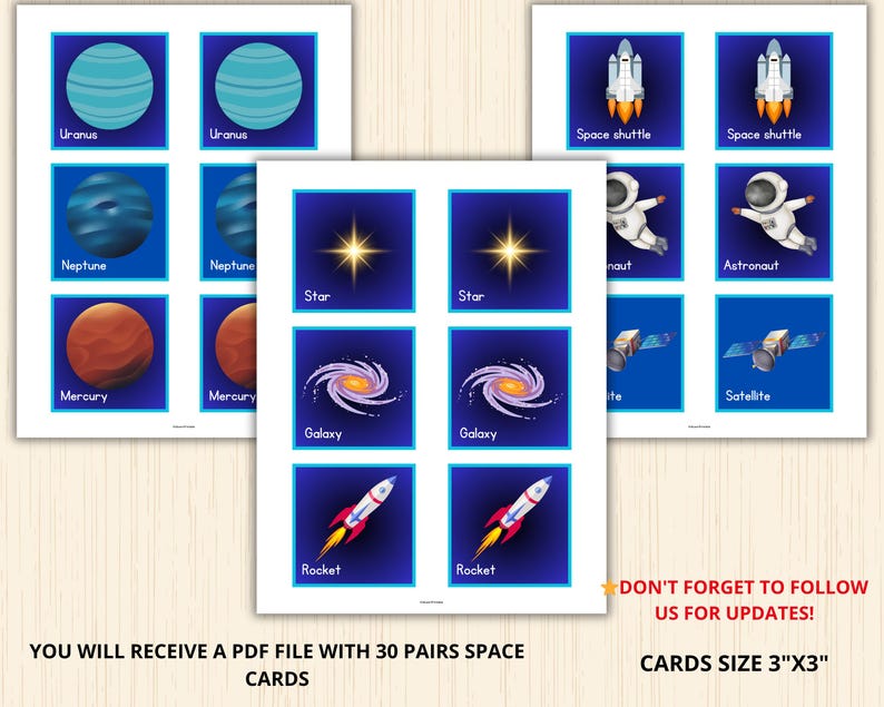 Space Memory Game,outer Space Matching Game,solar System Activity,space ...