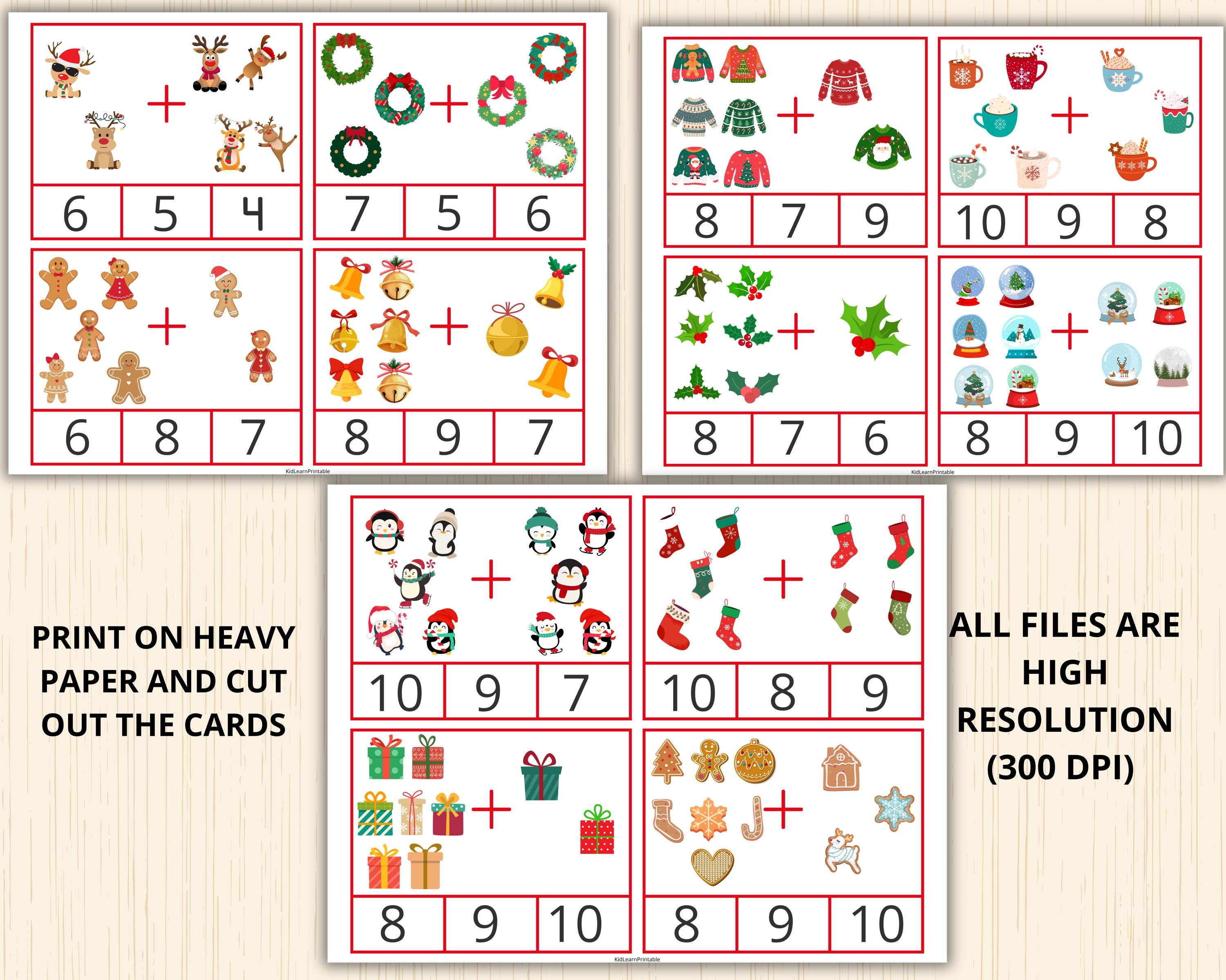 Christmas Addition Clip Cards,christmas Addition Worksheet,addition ...