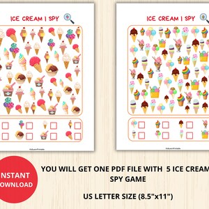 Ice Cream I Spy,ice Cream Activity,summer I Spy,summer Preschool ...