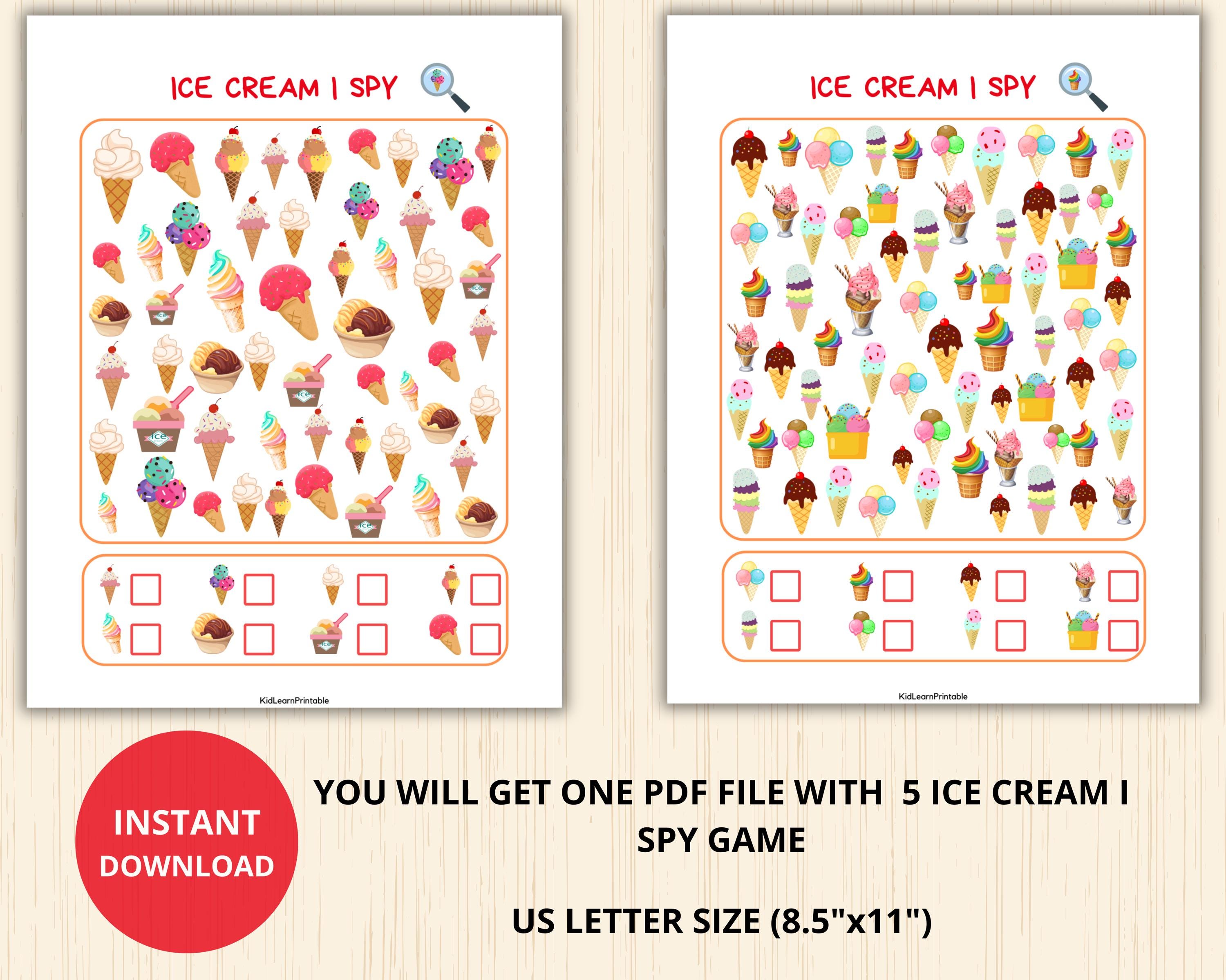 Ice Cream I Spy,ice Cream Activity,summer I Spy,summer Preschool ...