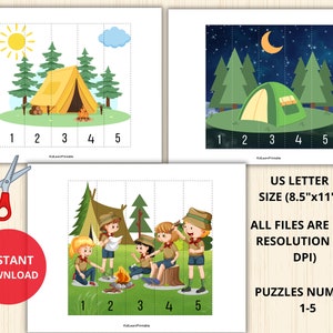 Camping Puzzle,camping Number Sequence,numbers 1-10,camping Summer ...