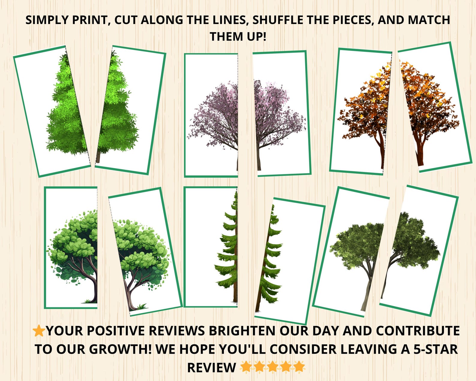 Tree Matching,tree Puzzle,trees Halves Matching,nature Preschool,spring Matching Activity ...