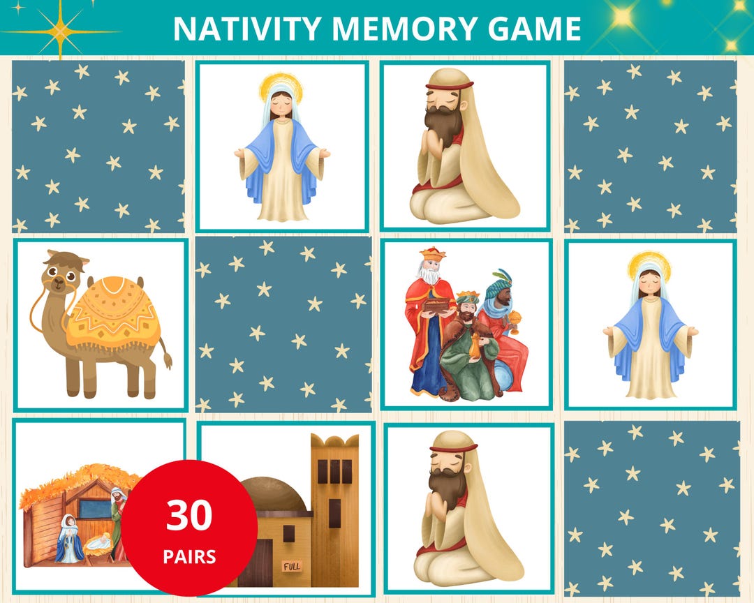 Nativity Memory Game,nativity Scene Activity,christian Matching Game ...