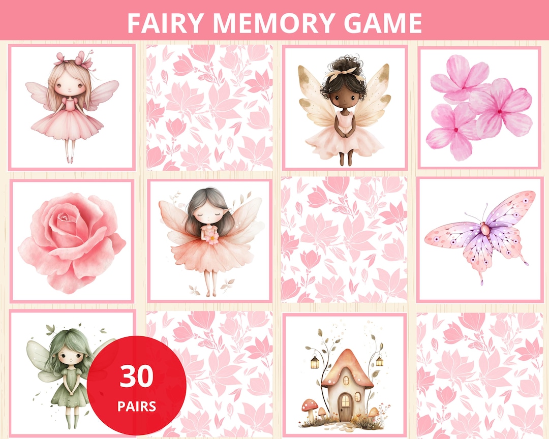 Fairy Memory Game,fairy Party Game,fantasy Memory Game,memory Game for ...