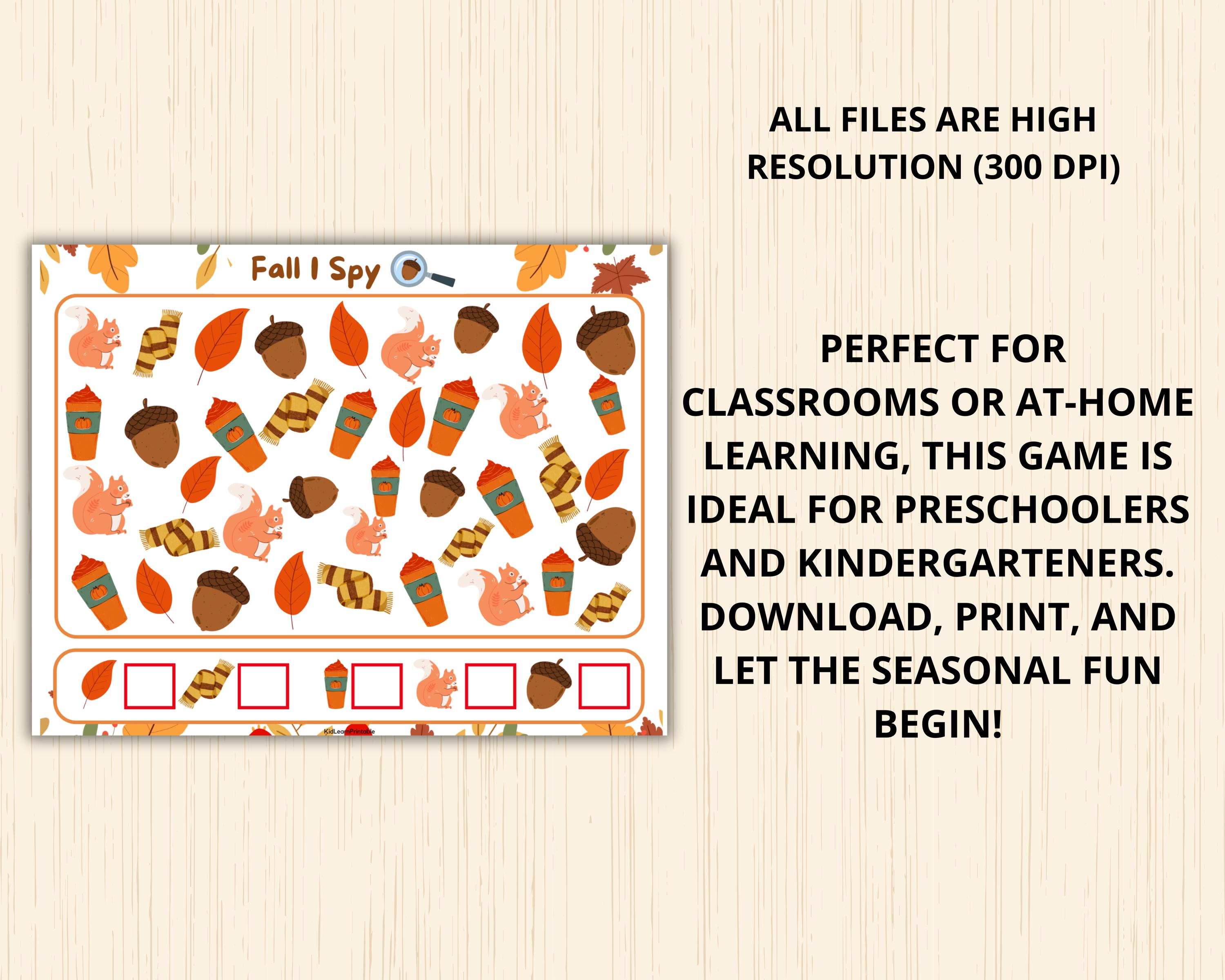I Spy Fall,fall I Spy Game,autumn I Spy,autumn Activity,count 10 ...