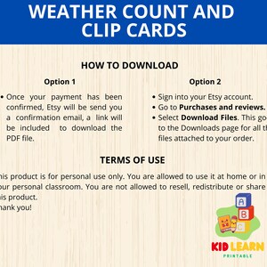 Weather Count and Clip Cards,numbers 1-10,preschool,weather Activities ...