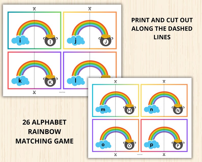 Rainbow Alphabet Matching Cards,rainbow Letter Matching,abc Puzzles ...