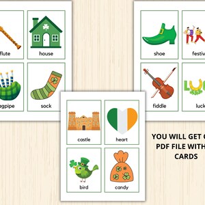 St. Patrick's Day Vocabulary, St Patricks Flash Card,st. Paddy's Day ...