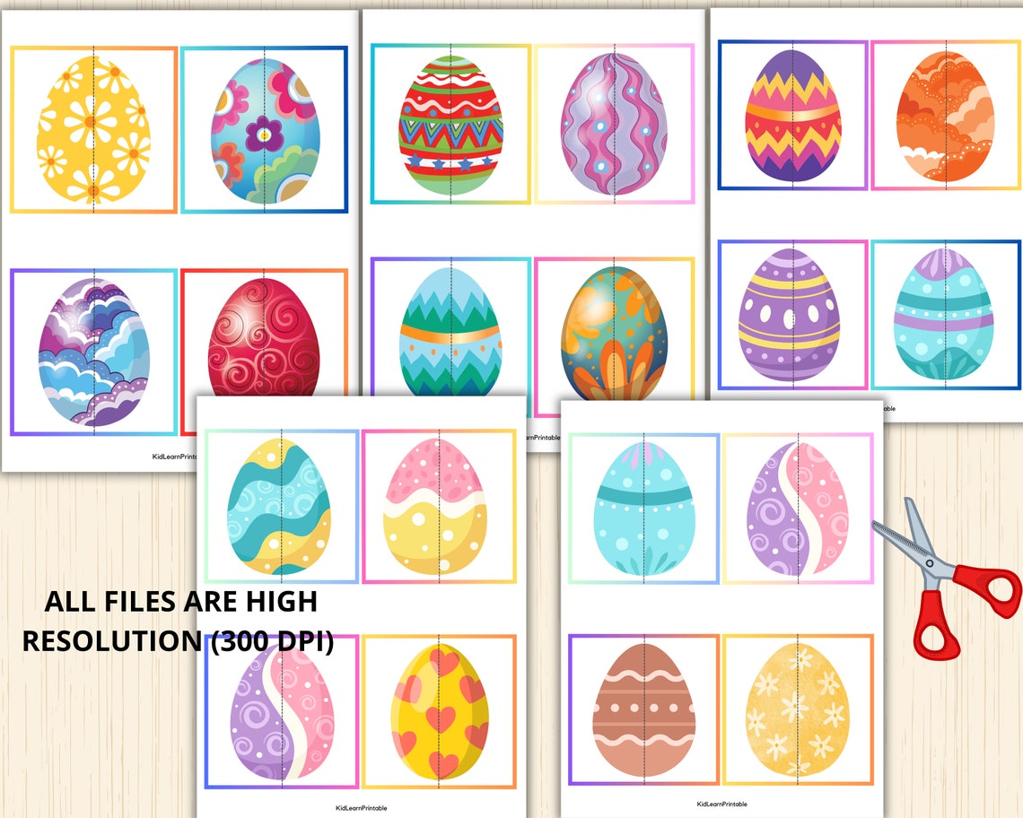 Easter Eggs Matching Game, Easter Egg Puzzle, Easter Eggs Symmetry ...