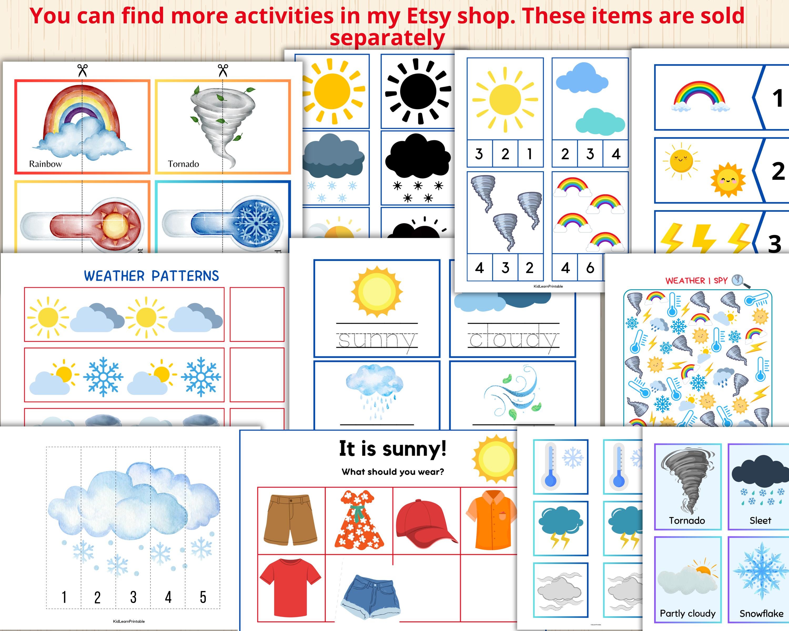 Weather Sorting Activity,preschool Weather Game,weather Classification ...