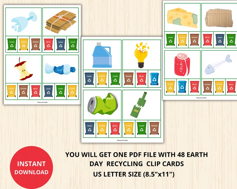 Earth Day Clip Card,earth Day Recycle Sort, Waste Sorting, Earth Day ...