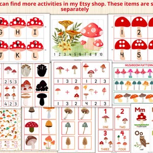 Mushroom Subtraction Clip Card,montessori Mushroom,subtraction Math ...