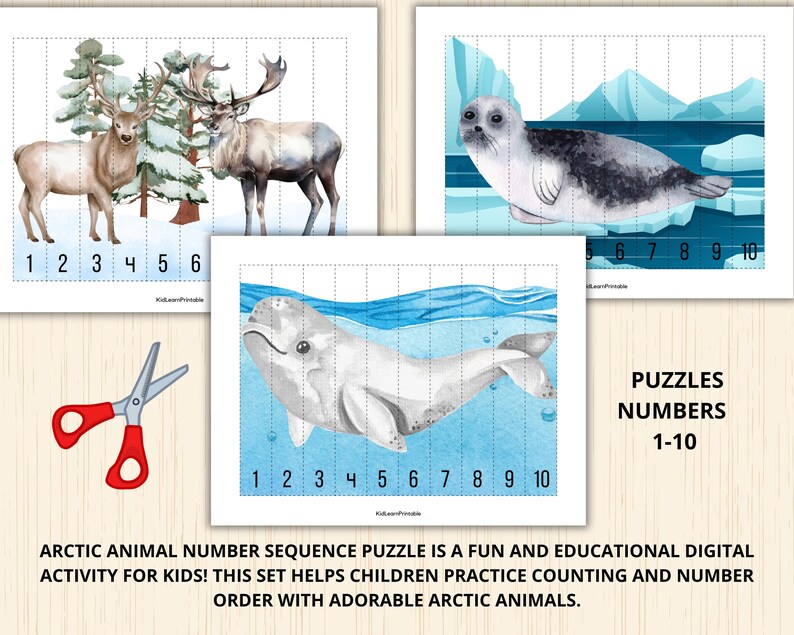 Arctic Animals Puzzle,arctic Animal Halves Matching,winter Puzzle ...