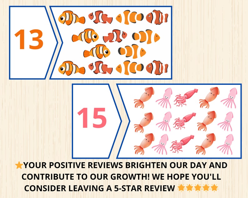 Ocean Animals Number Matching Puzzles,sea Animals Puzzle,counting ...