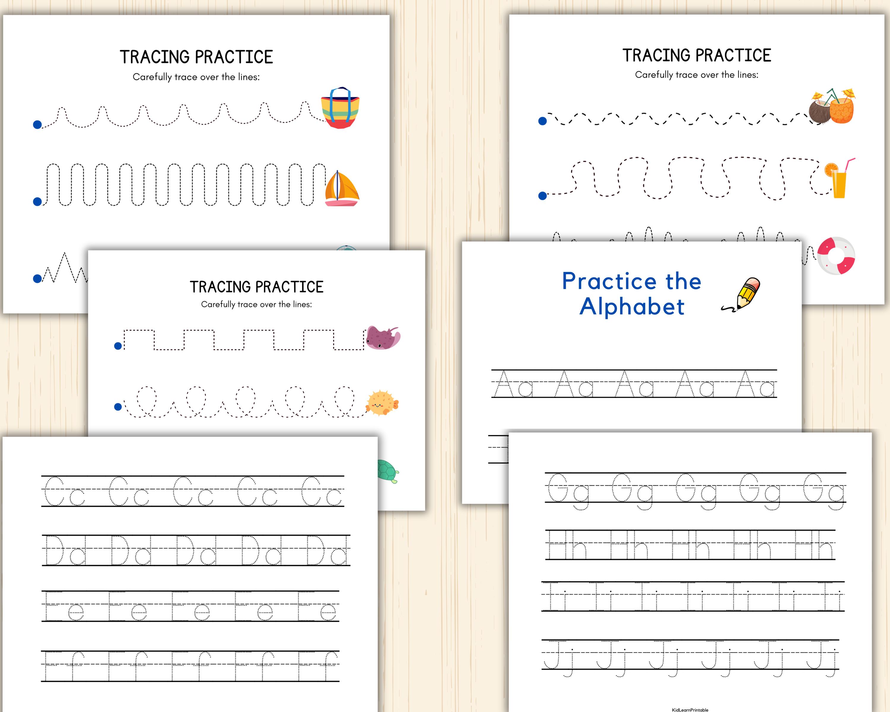 Summer Tracing Practice,summer Tracing Strips,summer Lines Tracing ...