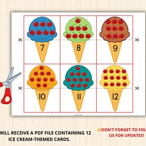 Ice Cream Numbers Matching,sort and Match Game,number Matching Ice ...