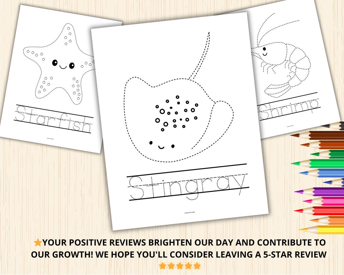 Ocean Animals Tracing,ocean Animal Coloring Pages,tracing Sea Animals ...