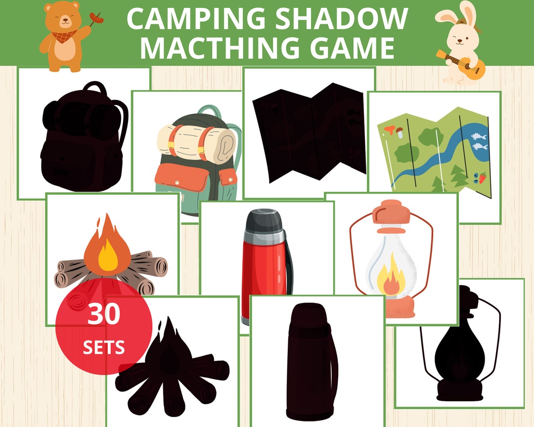 Camping Shadow Matching,camping Flashcards,camping Worksheet,preschool ...