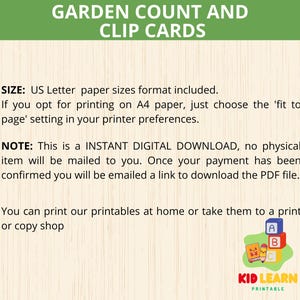 Garden Count and Clip Cards,garden Counting Clip,number 1-10,number ...