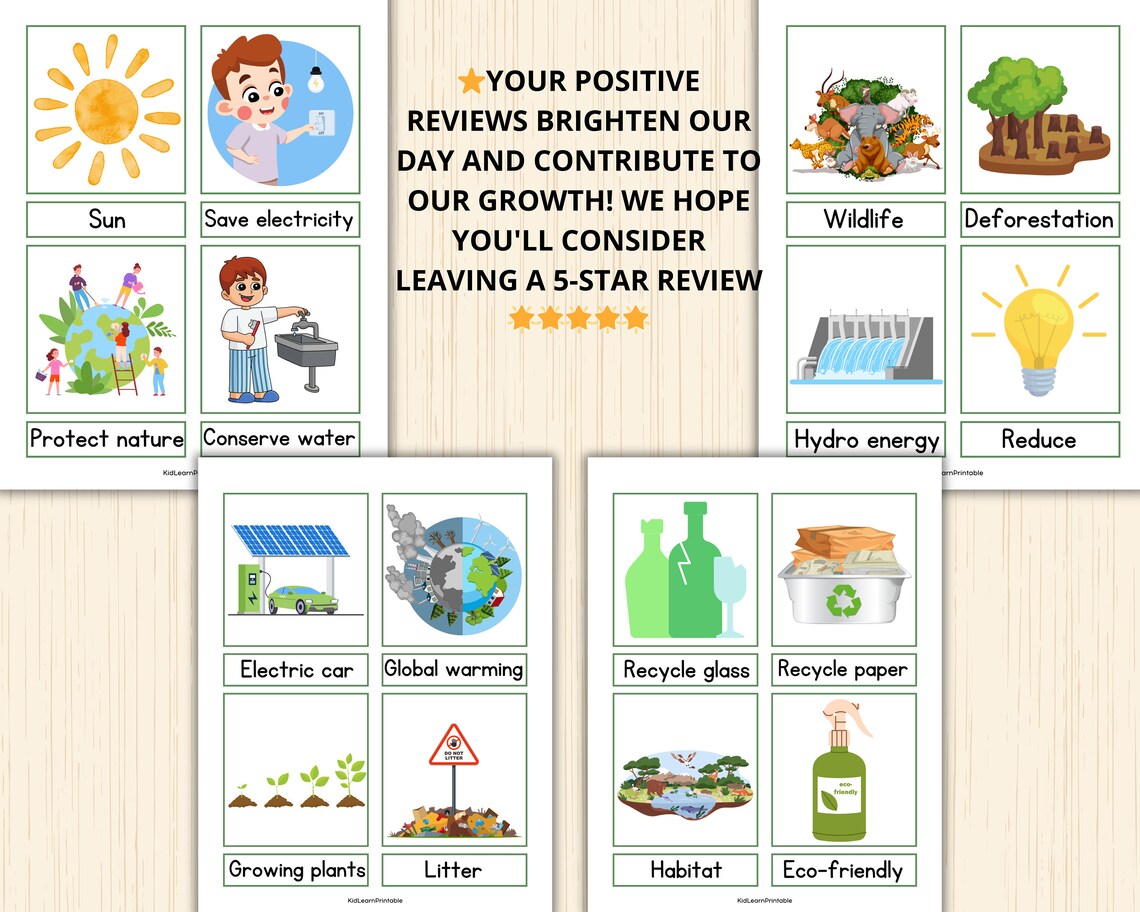 Earth Day Montessori 3 Part Cards,earth Day Flashcards,ecology Cards ...