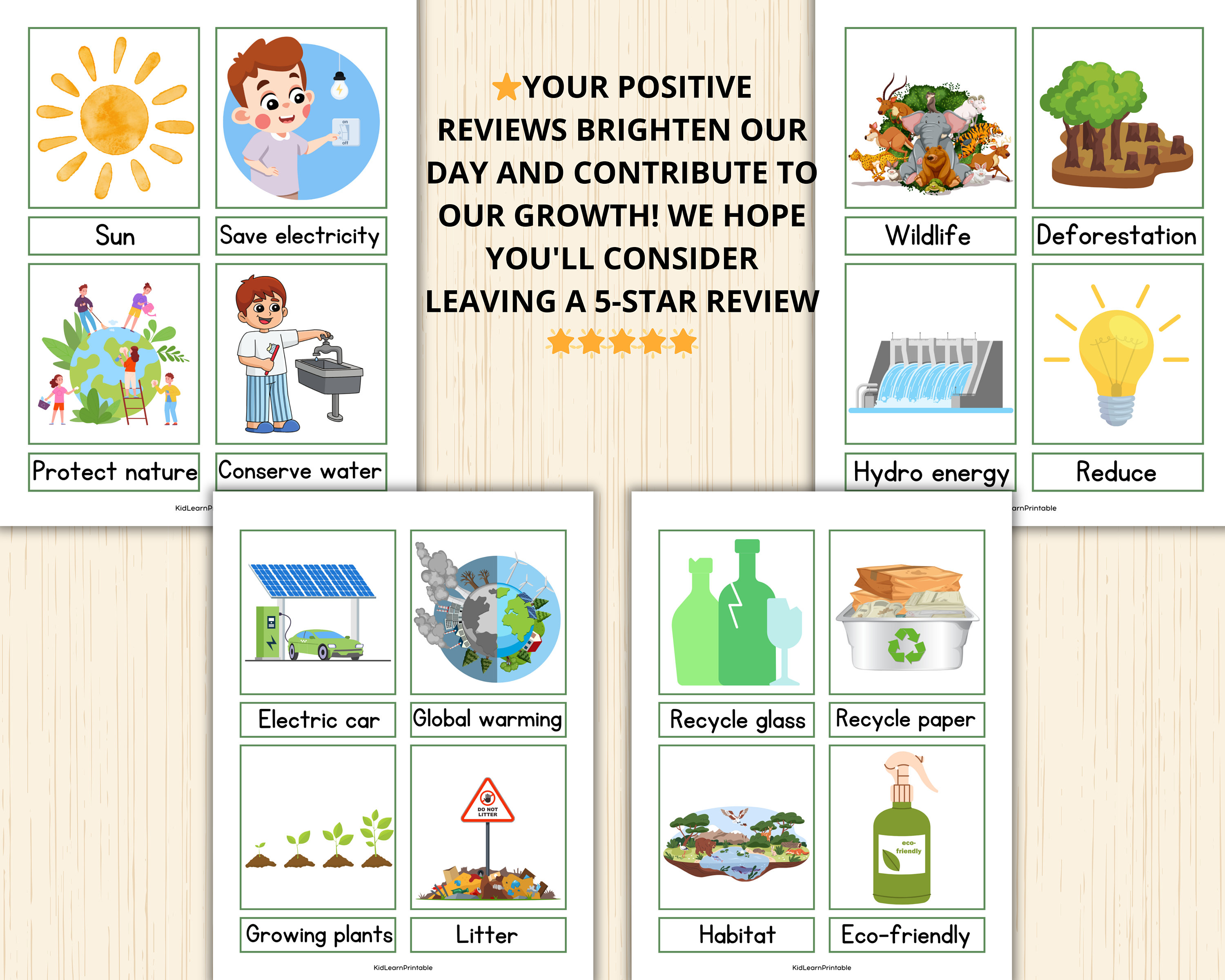 Earth Day Montessori 3 Part Cards,earth Day Flashcards,ecology Cards ...