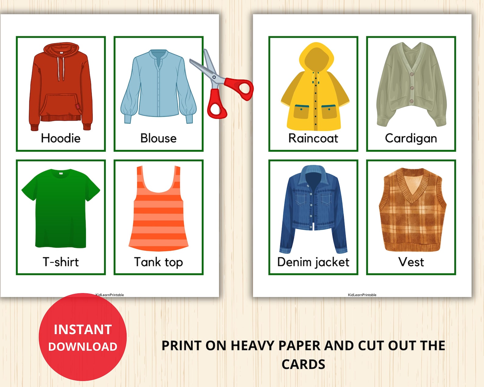 Spring Clothes Flashcards,montessori Clothes,clothing Vocabulary,spring ...