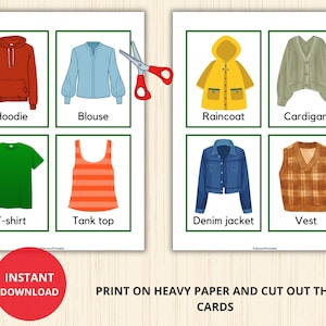 Spring Clothes Flashcards,montessori Clothes,clothing Vocabulary,spring ...