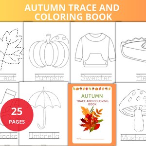 Autumn Tracing Worksheets,fall Trace Practice,fine Motor Skills,fall ...