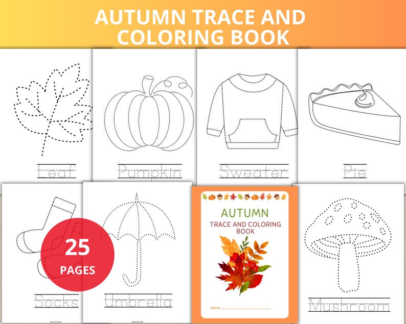 Autumn Tracing Worksheets,fall Trace Practice,fine Motor Skills,fall ...