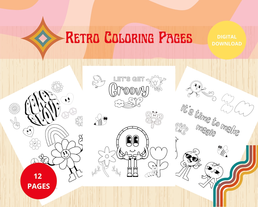 Groovy Colouring Pages, Positive Coloring Pages,retro Coloring Page ...