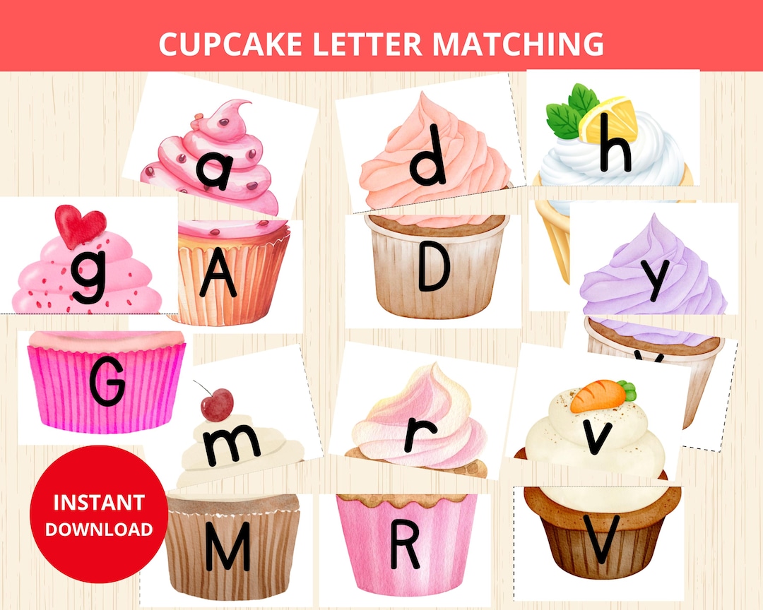 Cupcake Letter Match Game,alphabet Matching,preschool Alphabet,letter ...