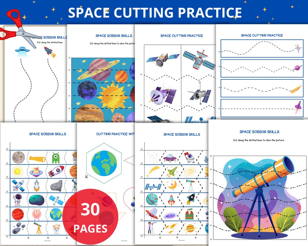 Space Cutting Strips,space Cutting Practice,solar System Scissor ...