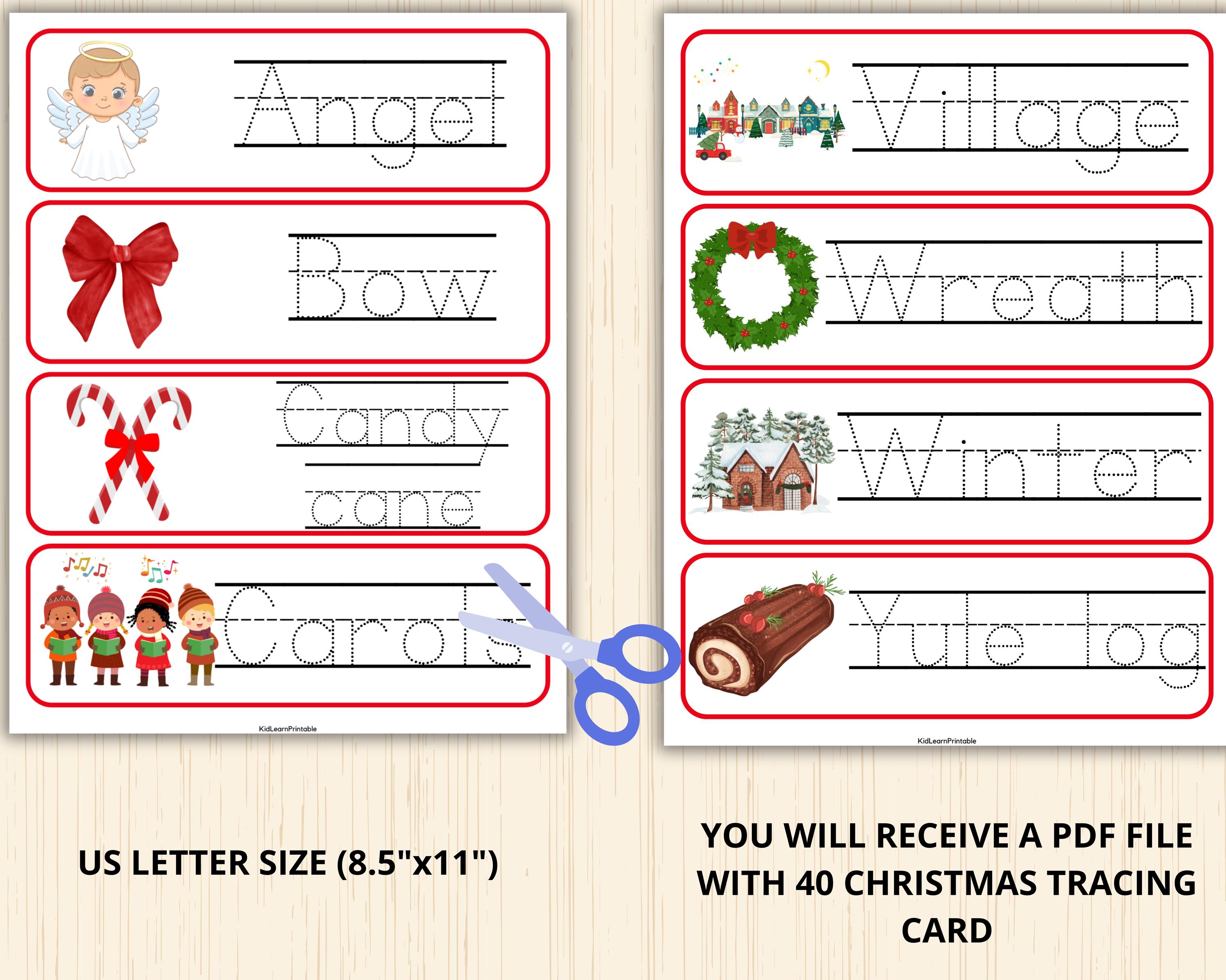 Christmas Word Tracing,xmas Tracing Strips,winter Montessori,christmas ...