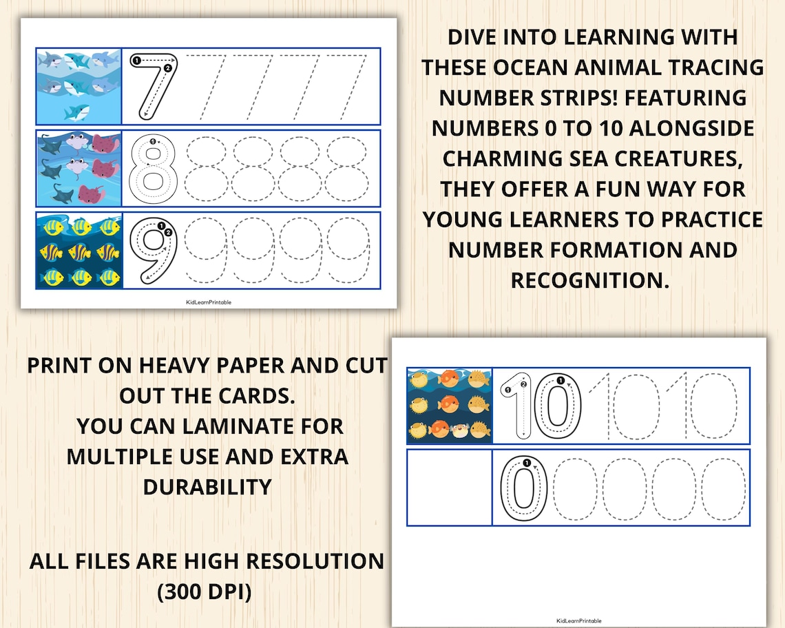 Ocean Animals Number Tracing,handwriting Practice,writing Skills ...