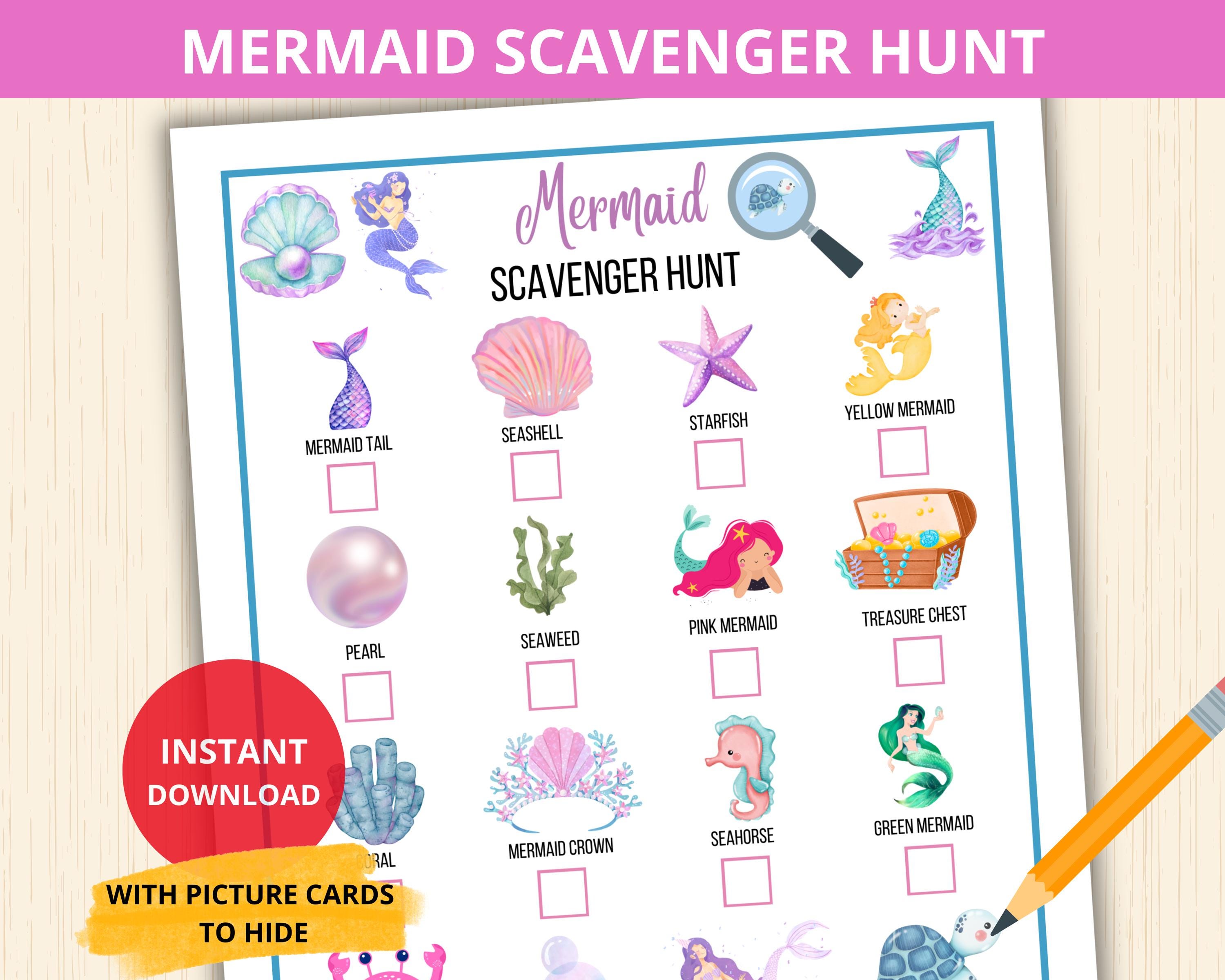 Mermaid Scavenger Hunt,mermaid Trasure Hunt,mermaid Birthday Party Game ...