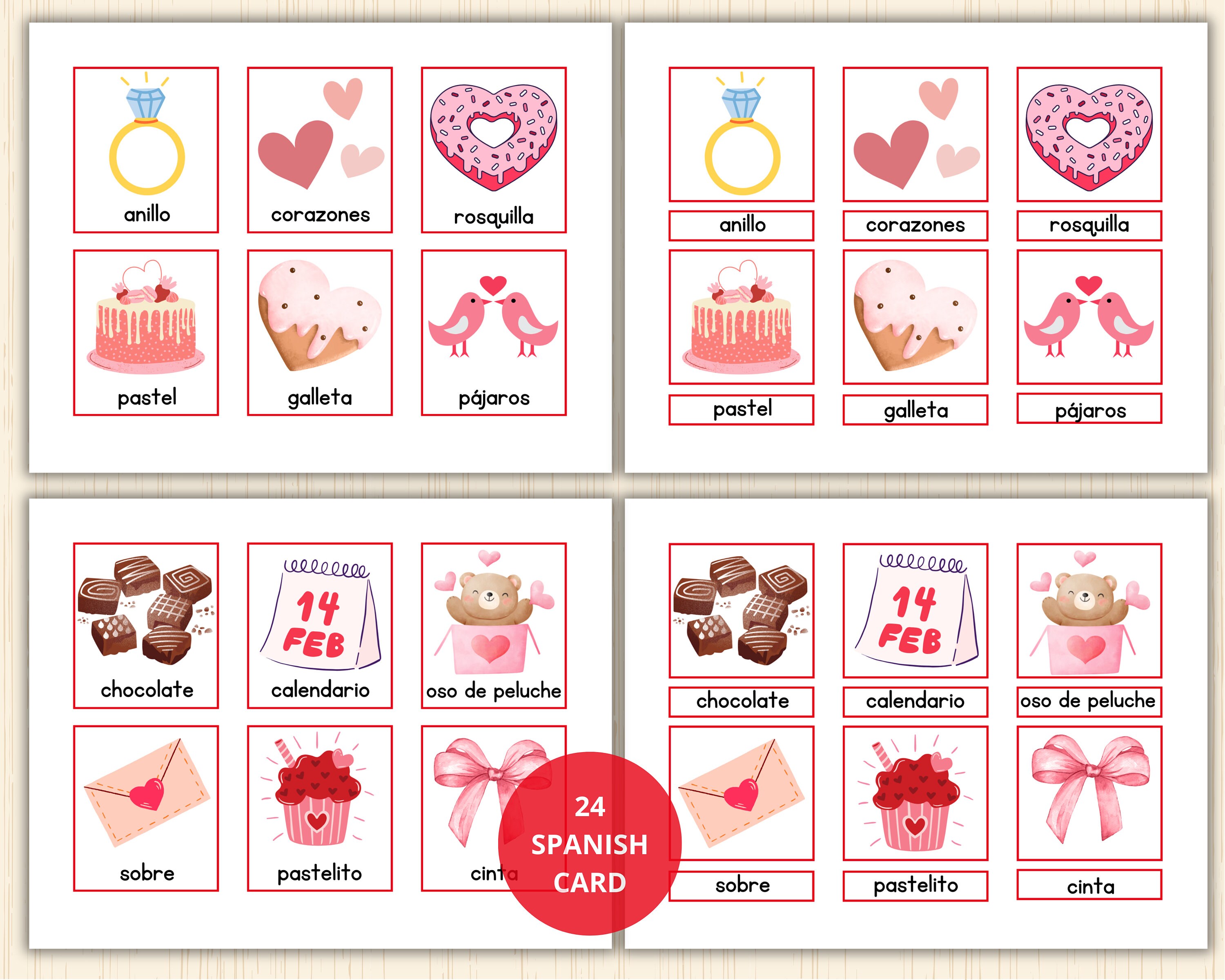 Montessori 3 Part Valentine's Day Cards, Flashcards, Montessori ...