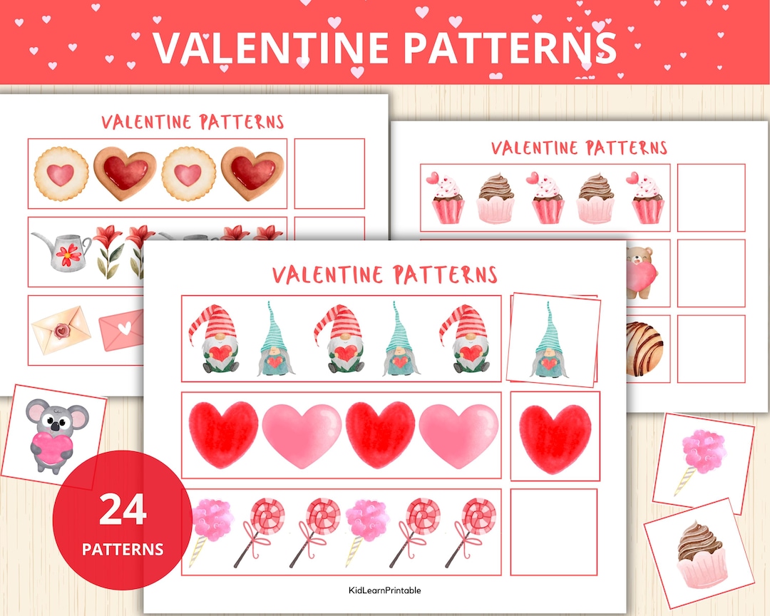 Valentine Patterns,what Comes Next,valentine's Day Activity for Kids ...
