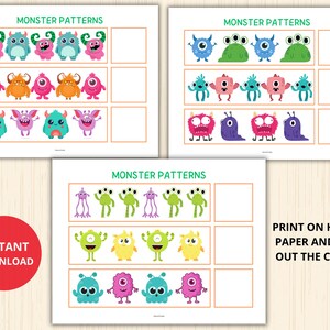 Monster Pattern,pattern Recognition,what Comes Next,monster Preschool ...