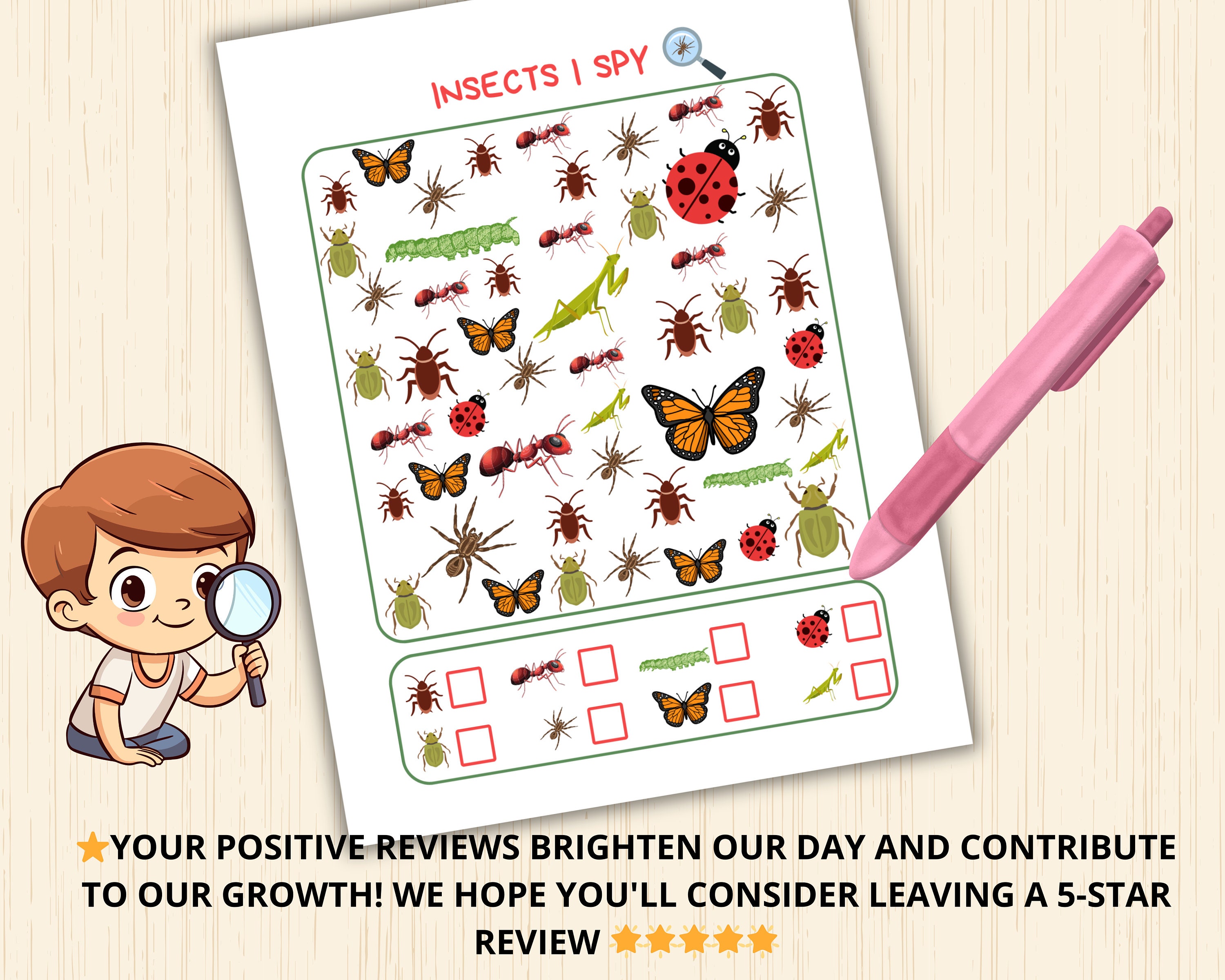 Insect I Spy,spring I Spy,printable Games,look and Find,counting Game ...