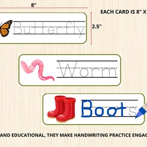 Gardening Tracing Strips,garden Word Tracing Cards,nature Montessori ...