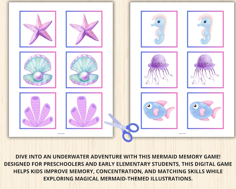Mermaid Memory Game,little Mermaid Party Game,mermaid Birthday Party ...