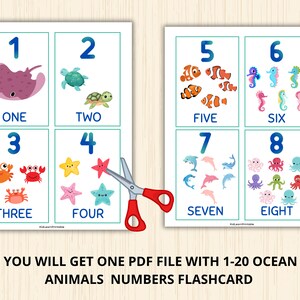 Ocean Number 1-10 Flashcards,sea Animals Number Cards,sea Animals ...