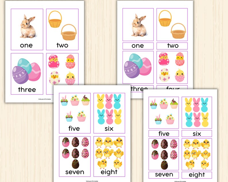 Number Flash Cards,number 3 Part Cards,easter Flashcards,easter 3 Part ...
