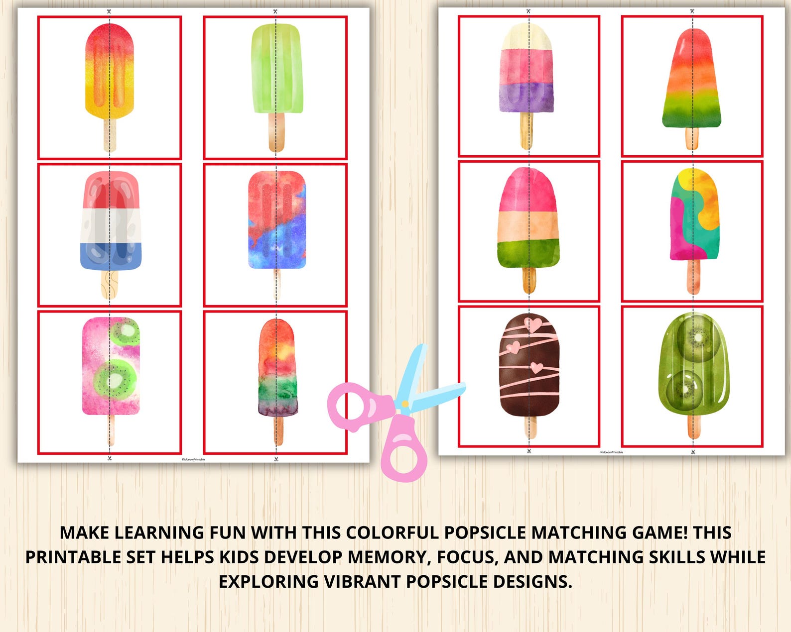 Popsicles Matching Game,summer Matching Activity,summer Preschool ...
