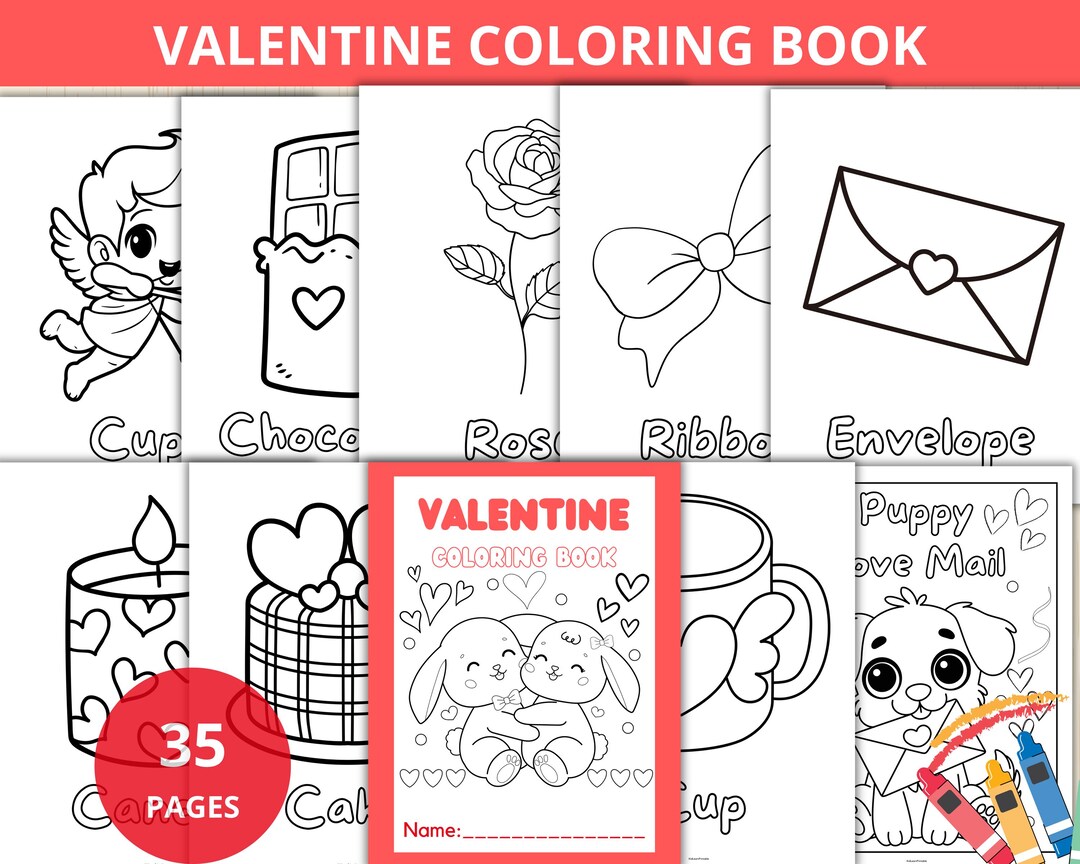 Valentines Coloring Pages for Kids,valentine's Day Coloring Book,easy ...