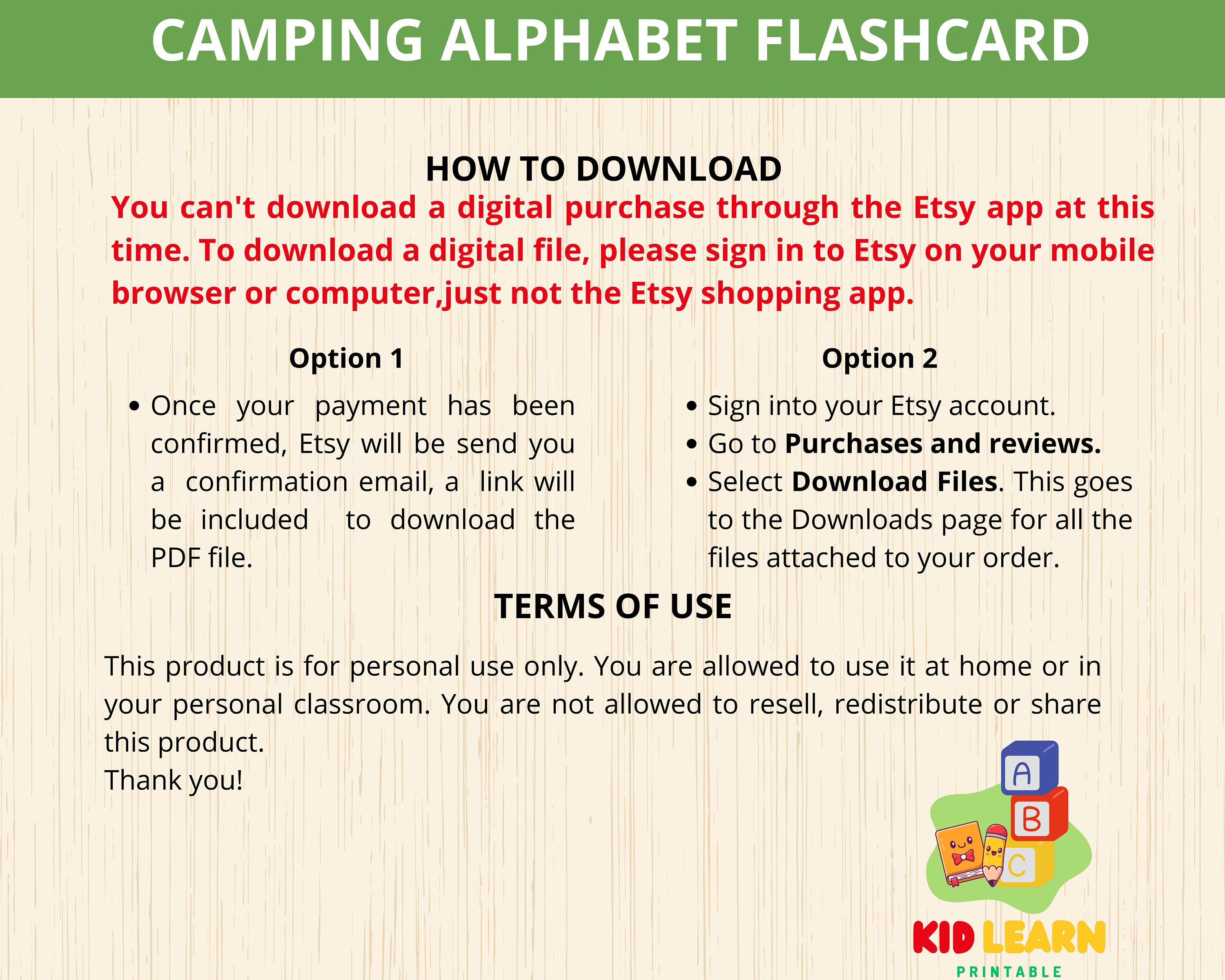 Camping Alphabet Cards,camping Flashcards,camping Montessori,camp Cards ...