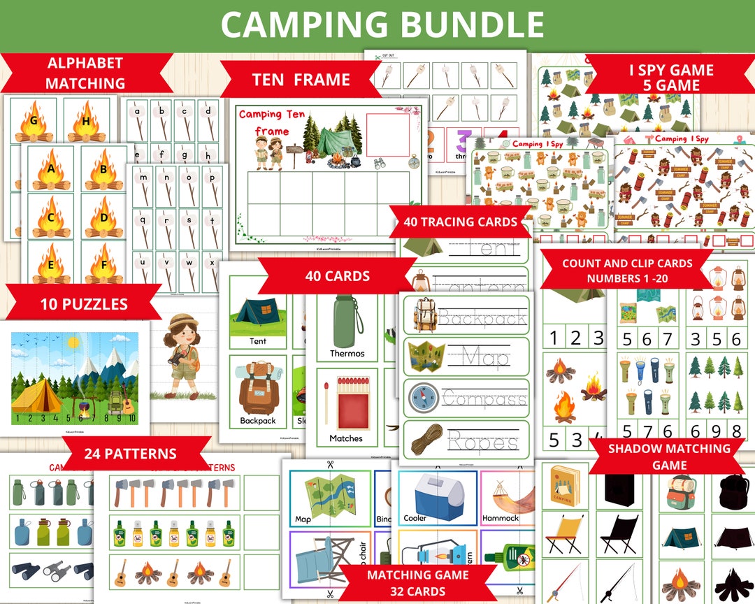 Camping Bundle,preschool Activity,patterns Activity,shadow Matching ...