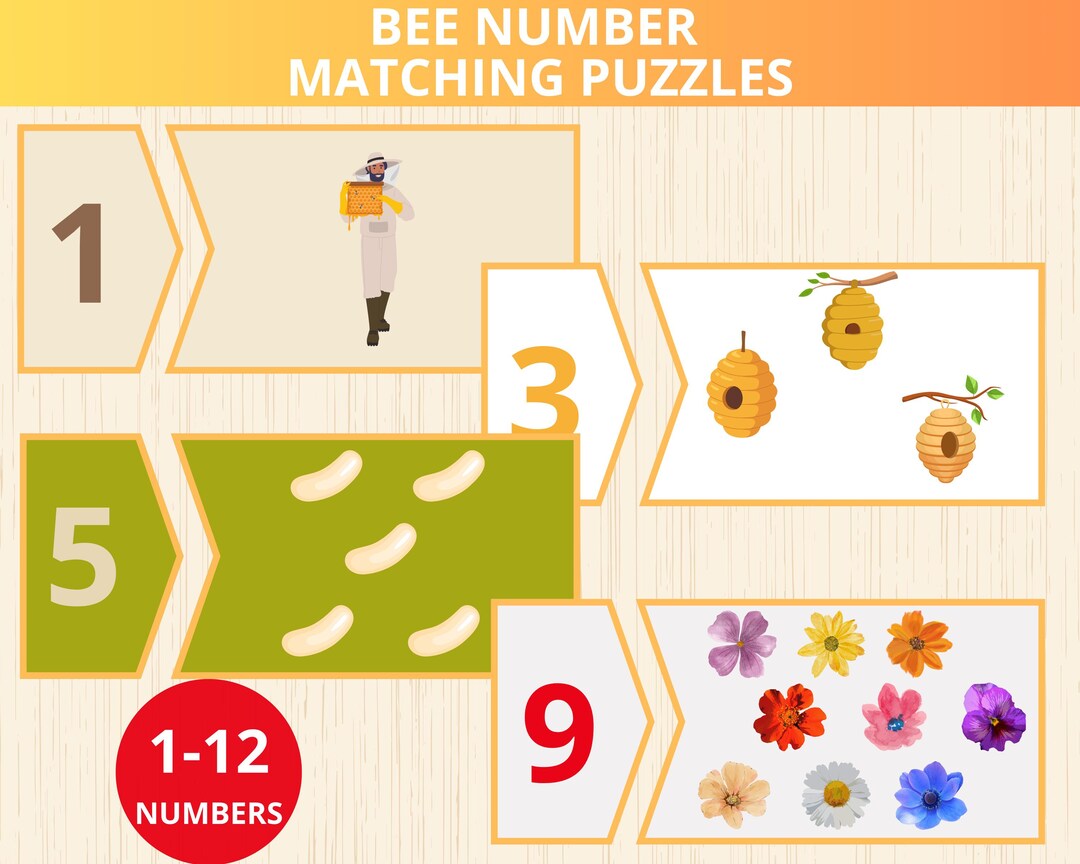 Bee Numbers Matching,bug Number Match,count to Ten,spring Number ...