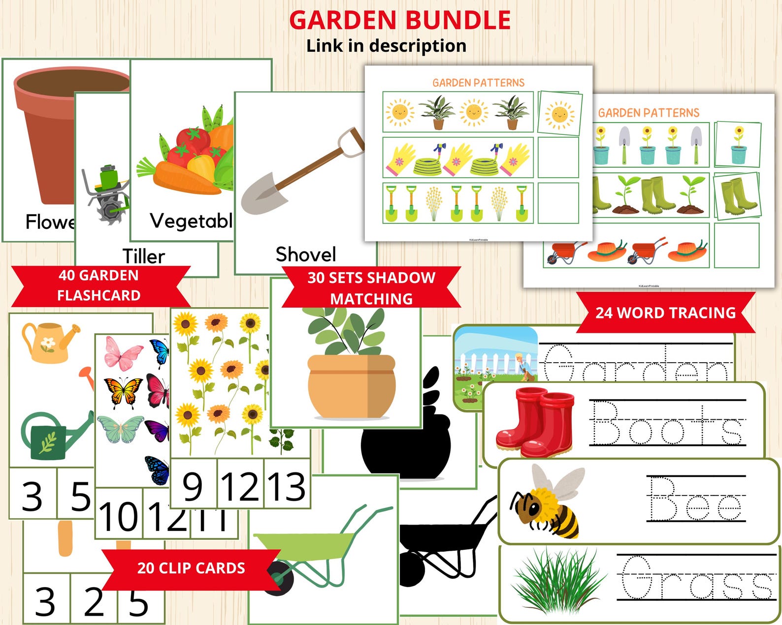 Montessori Garden Cards,gardening Flashcards,garden Preschool,gardening ...