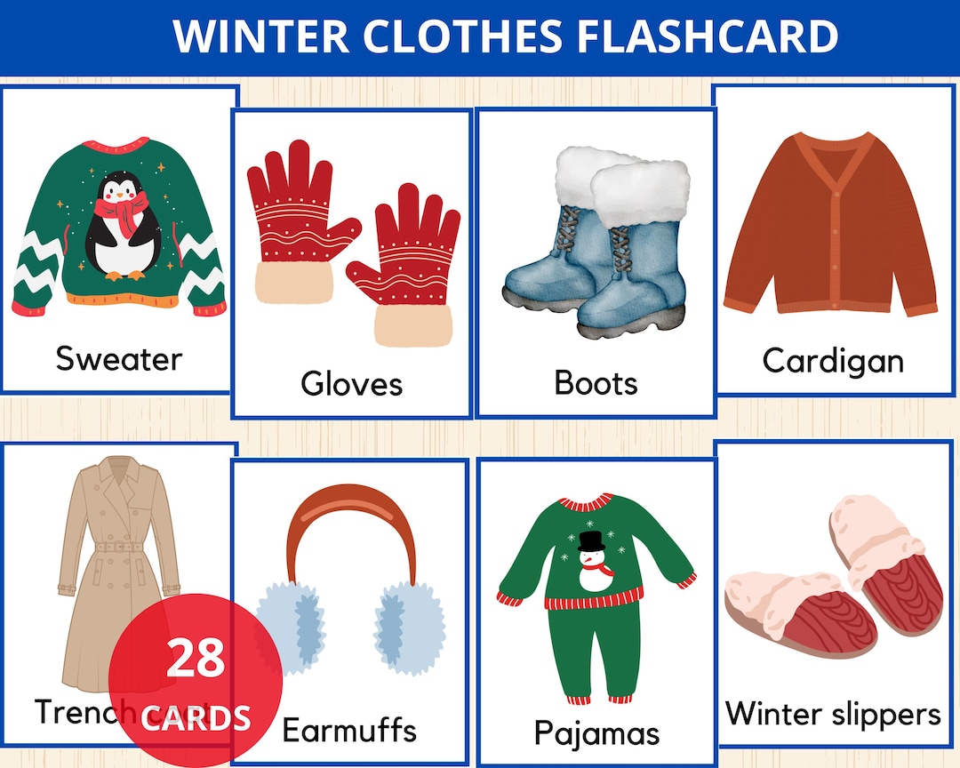 Winter Clothing Flashcard ,winter Clothes Flashcard,winter Vocabulary ...